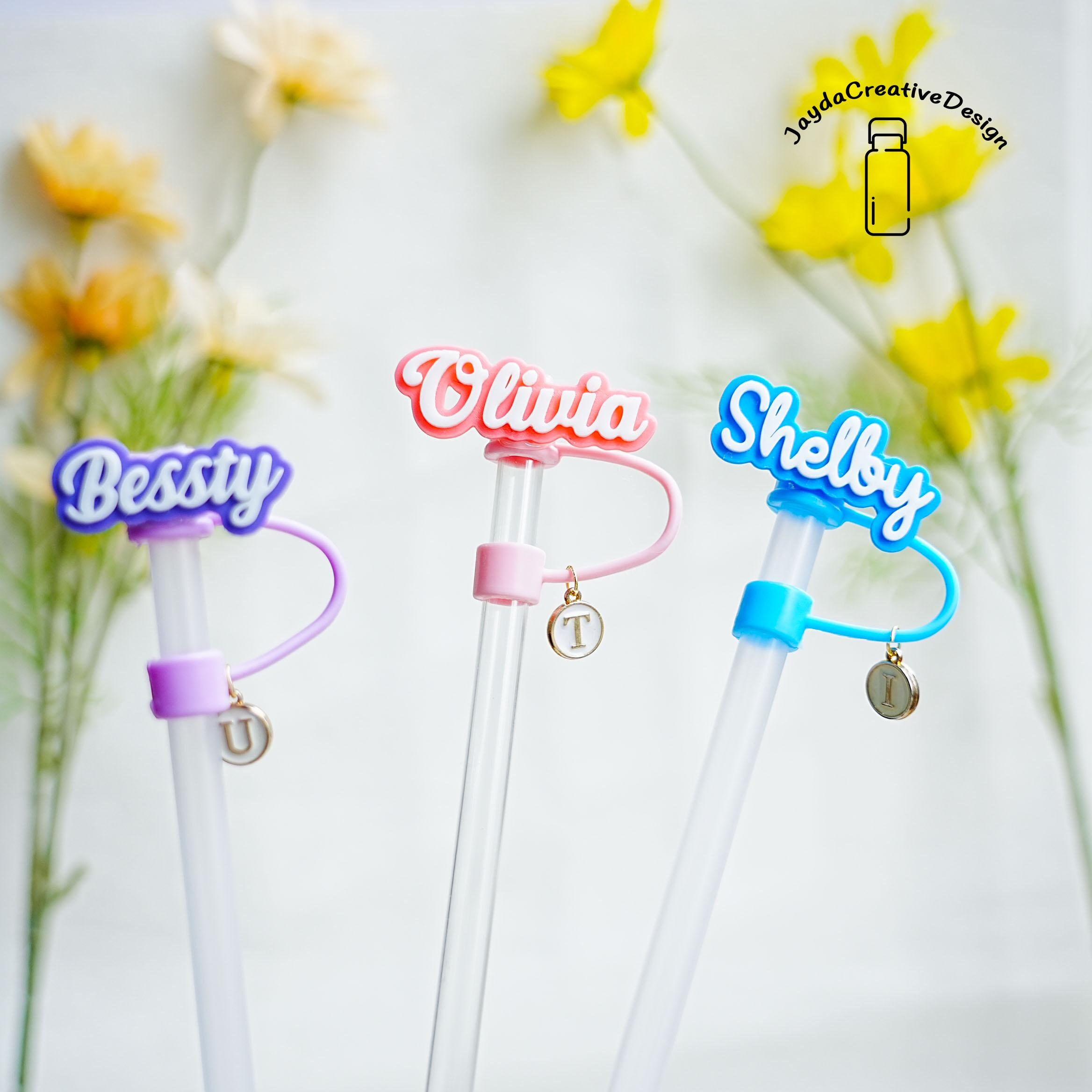 3D Printed Name Straw Topper,personalized Straw Cap With Letters Charms ...