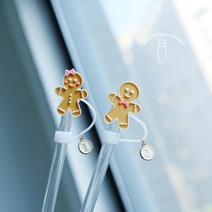 Gingerbread Couple Stanley Straw Cover,christmas Gingerbread Straw Hat ...