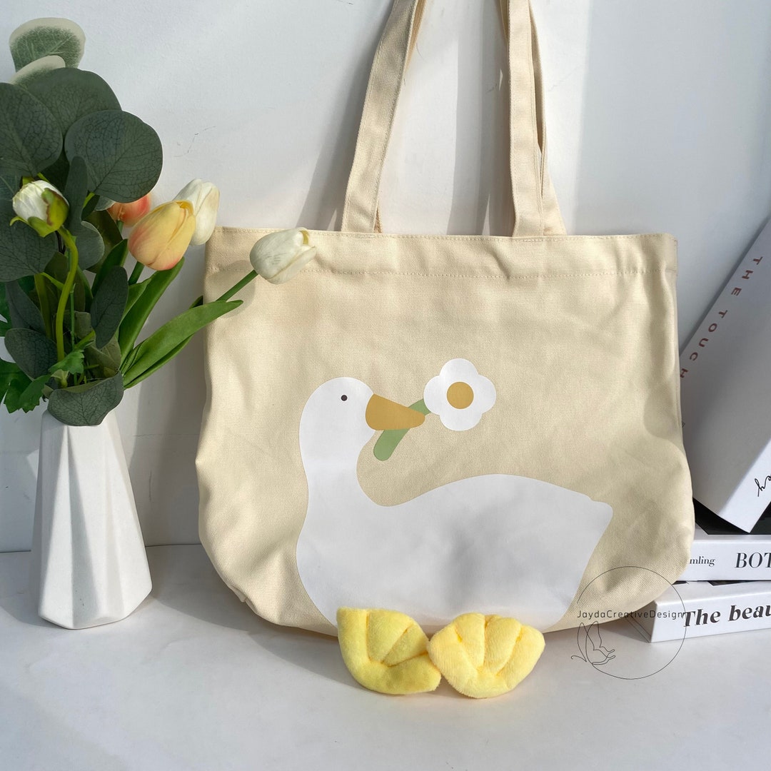 Cartoon Duck Tote Bag, Kawaii Cartoon Duck Bag, Custom Duck Tote Bag ...
