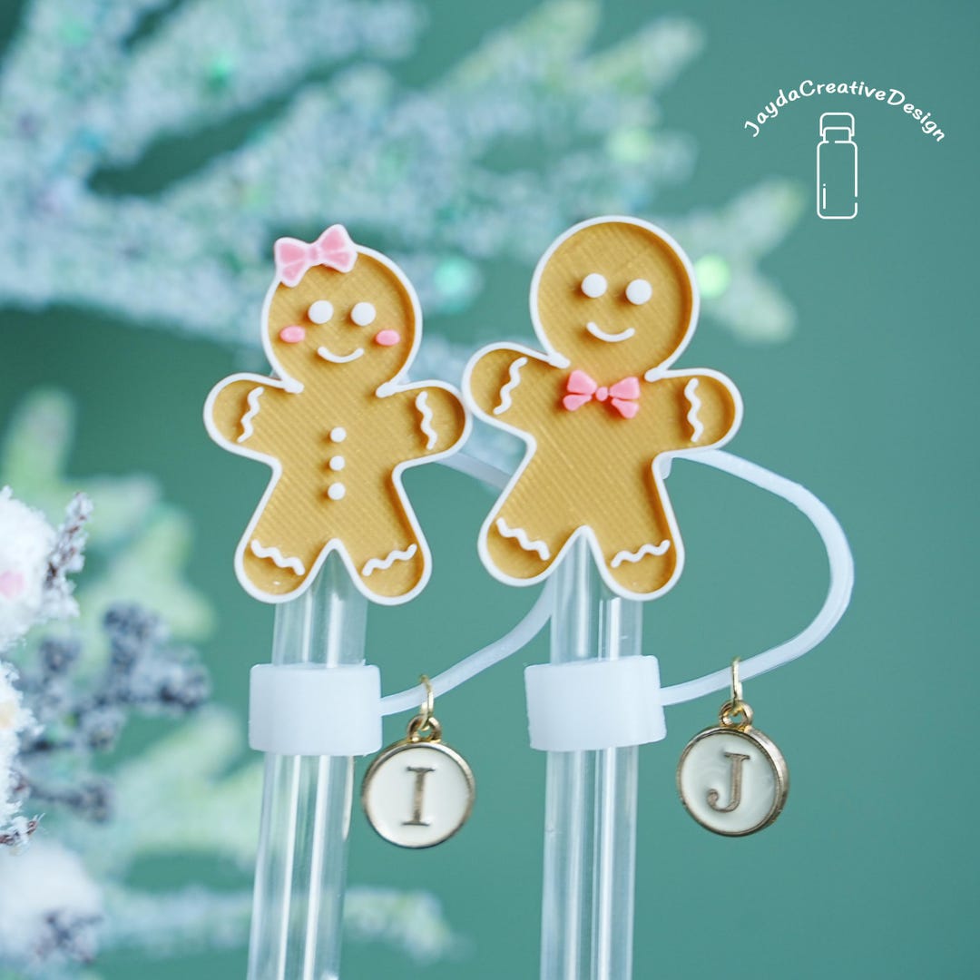 Gingerbread Couple Stanley Straw Cover,christmas Gingerbread Straw Hat ...