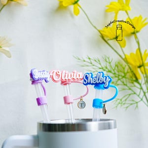3D Printed Name Straw Topper,personalized Straw Cap With Letters Charms ...