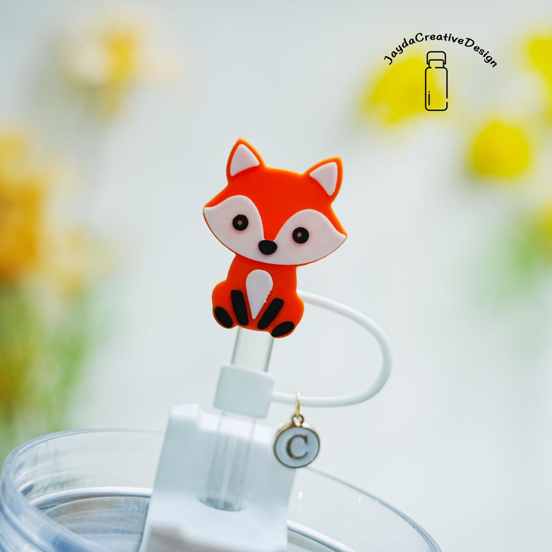Fox Stanley Straw Toppers With Letter Charms,fox Straw Hat,animal Straw ...