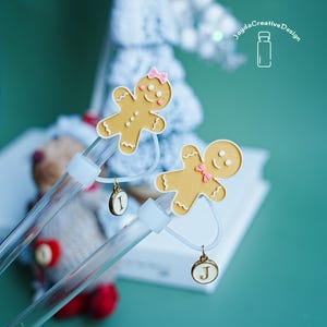 Gingerbread Couple Stanley Straw Cover,christmas Gingerbread Straw Hat ...