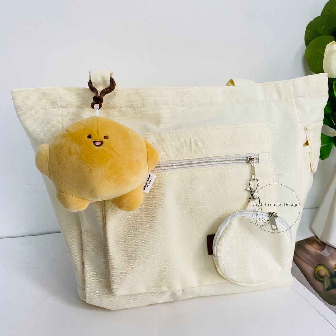 Multi-pocket Tote Bag, College Student Class Shoulder Canvas Bag, Solid ...