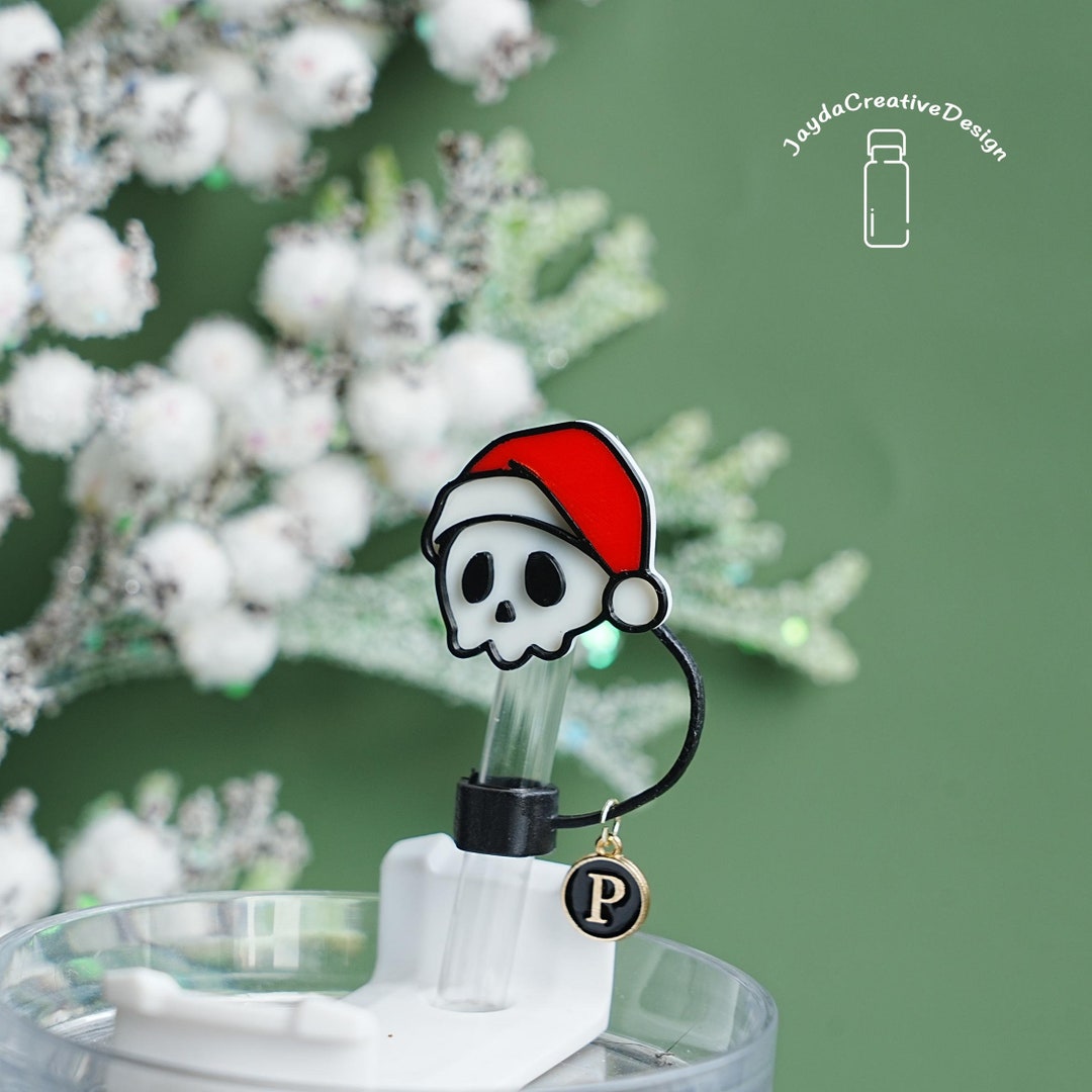 Skull Santa Straw Topper With Letters,christmas Skull Straw Cap,skull ...