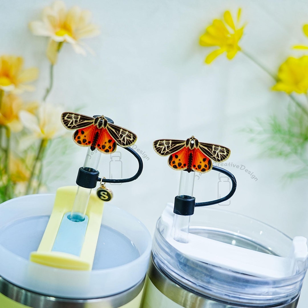 Butterfly Straw Covers,acrylic Moth Drink Straw Dust Cap,natural Moth ...