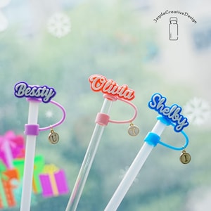3D Printed Name Straw Topper,personalized Straw Cap With Letters Charms ...