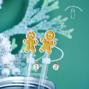 Gingerbread Couple Stanley Straw Cover,christmas Gingerbread Straw Hat ...