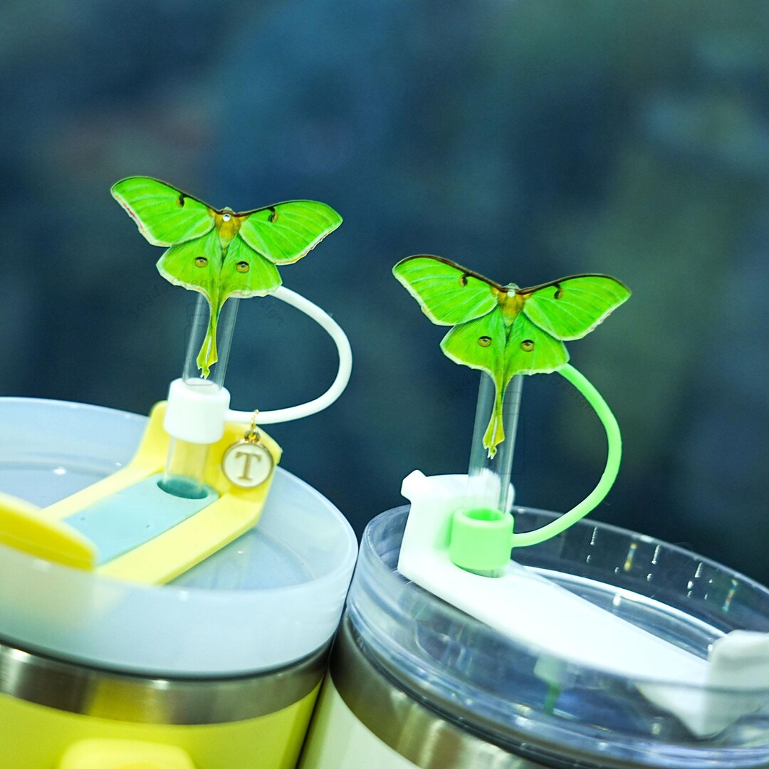 Lunar Moth Straw Toppers,green Butterfly Tumbler Straw Toppers,acrylic ...