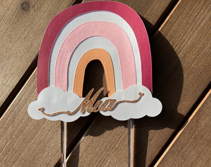Boho Rainbow Cake Topper| Boho Rainbow Party Decor| Boho First Birthday ...