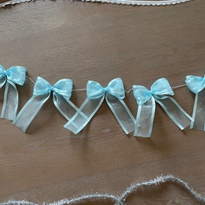 Blue Ribbon Bow Party Decor, Light Blue Bridal Shower, Coquette Themed ...