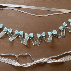 Blue Ribbon Bow Party Decor, Light Blue Bridal Shower, Coquette Themed ...