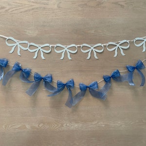 Blue Ribbon Bow Party Decor, Blue Bridal Shower, Coquette Themed Party ...
