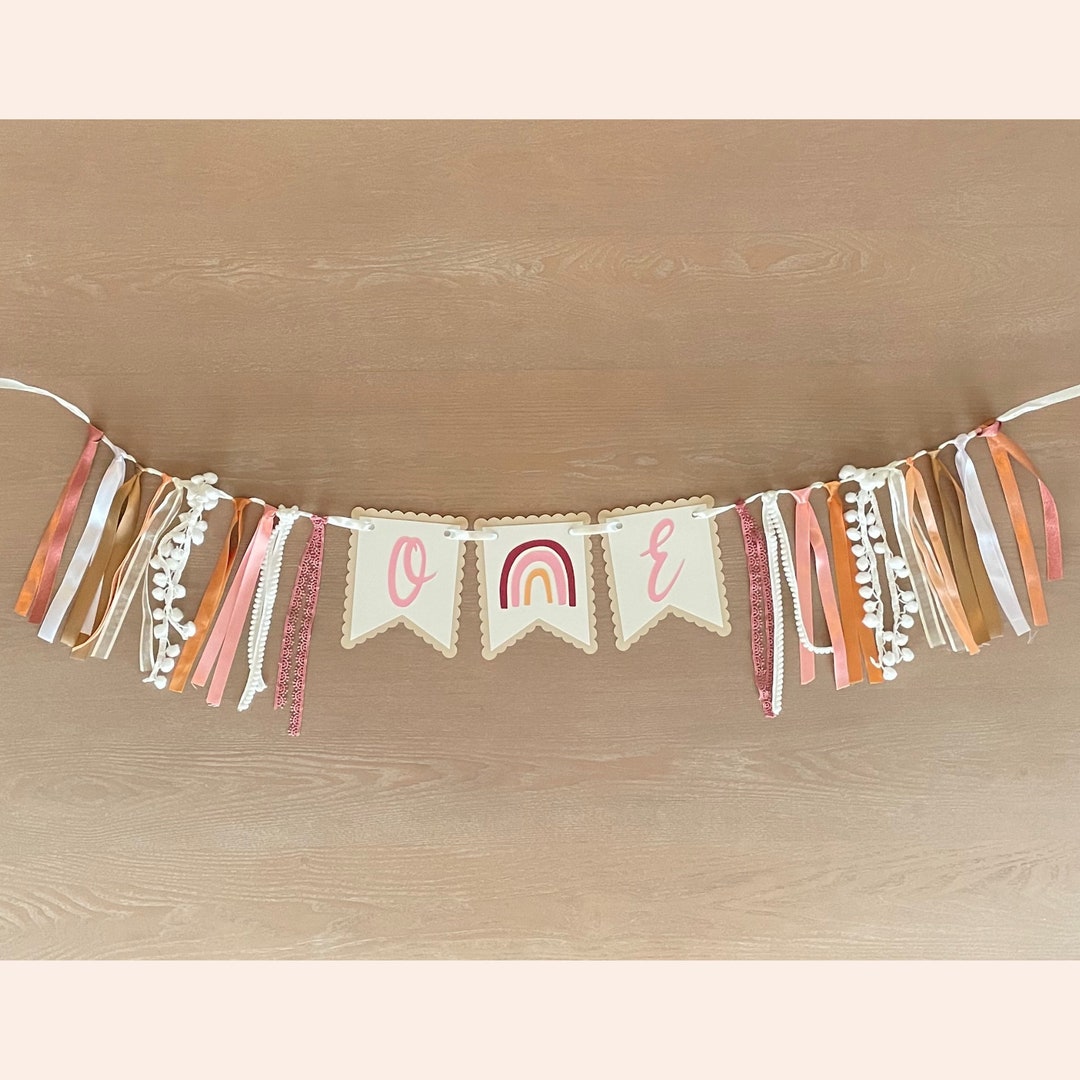 Rainbow High Chair Banner, 1st Birthday Banner for High Chair, Rainbow ...