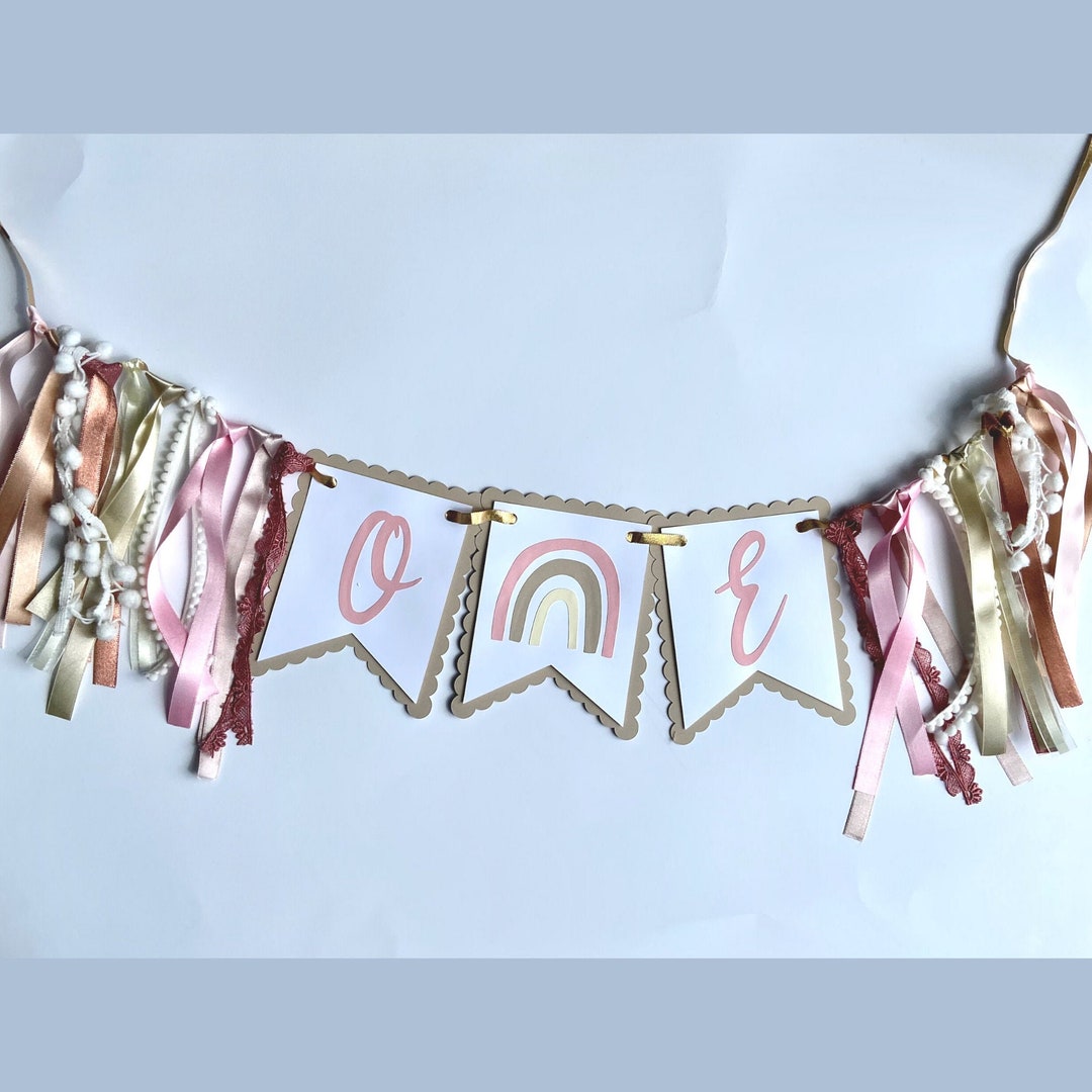 Boho Muted Rainbow One High Chair Banner | Boho Rainbow Birthday ...