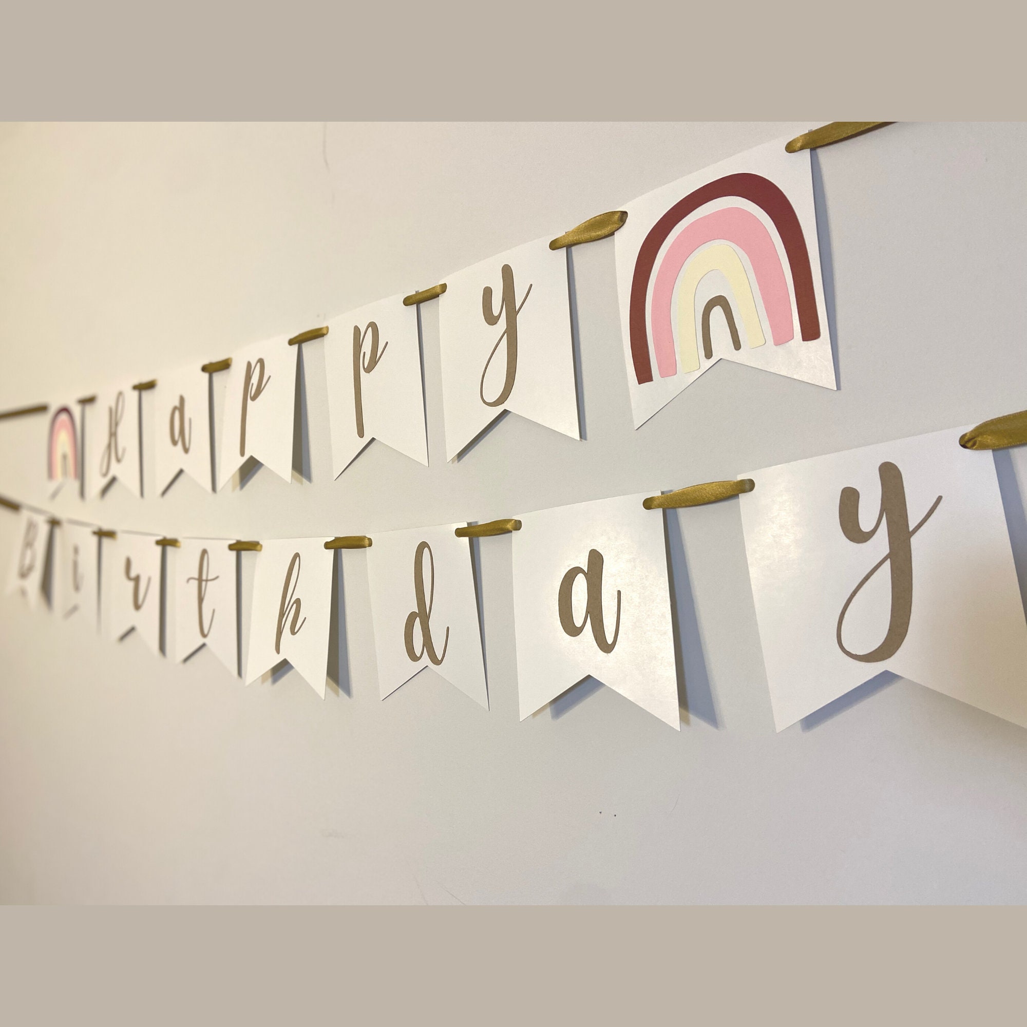 Boho Muted Rainbow Happy Birthday Banner | High Chair Banner | Boho ...