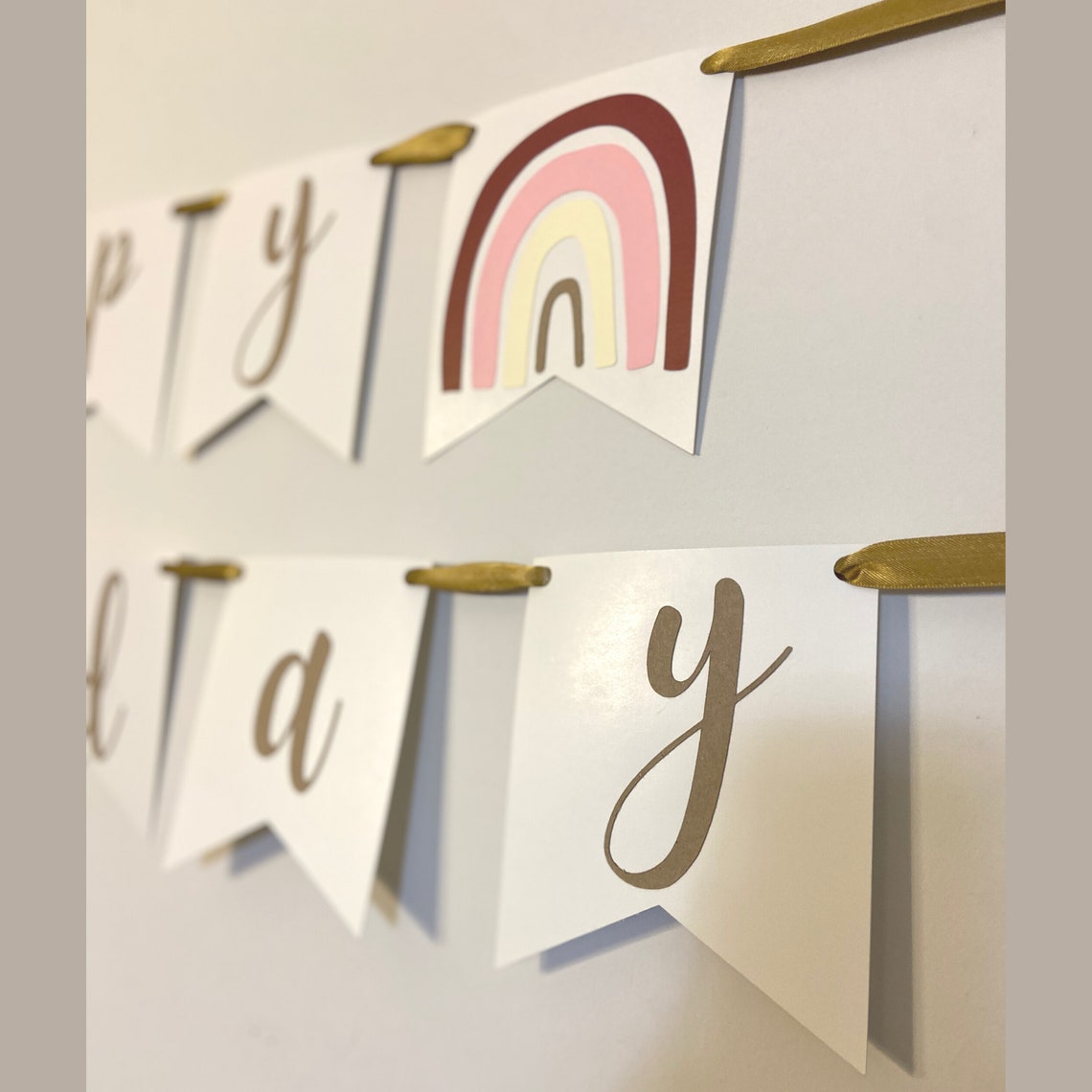 Boho Muted Rainbow Happy Birthday Banner | High Chair Banner | Boho ...