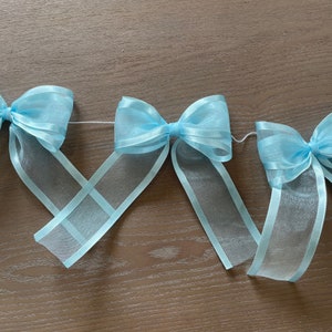 Blue Ribbon Bow Party Decor, Light Blue Bridal Shower, Coquette Themed ...