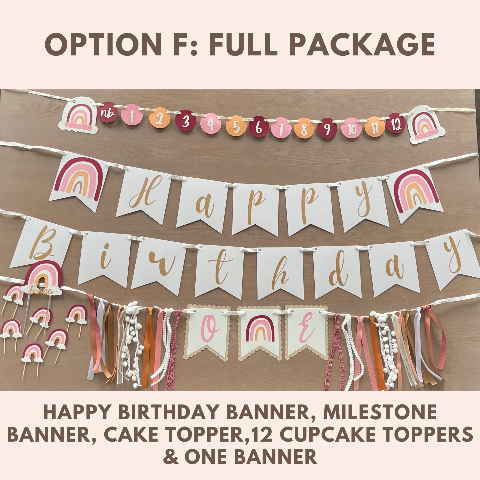 Personalized Happy Birthday Banner Boho Rainbow Birthday | Etsy