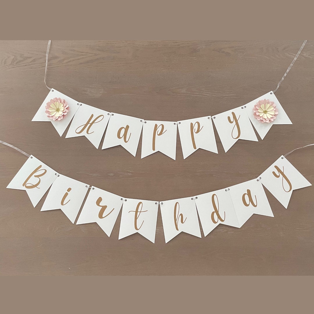 Flower Happy Birthday Banner, Flower Power Birthday Party Decorations ...