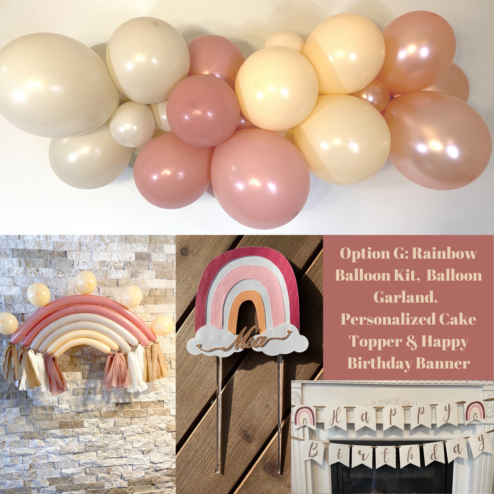 Boho Rainbow Balloon Kit Boho Birthday Balloons Muted Colours Balloons ...