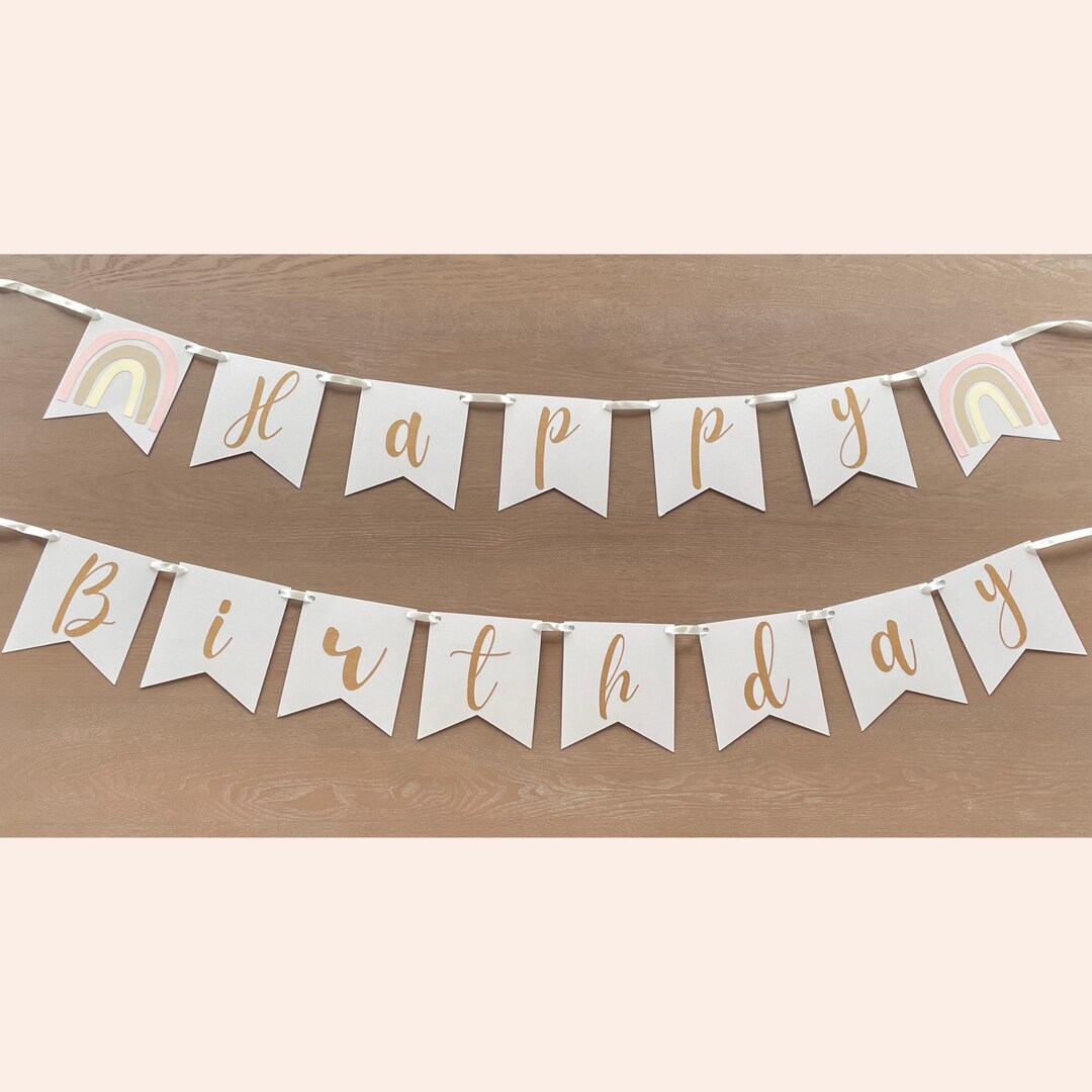 Personalized Happy Birthday Banner, Boho Rainbow Birthday Banner, Happy ...