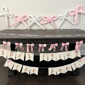 Pink and White Bow Balloons, Coquette Bridal Shower Balloon Garland ...