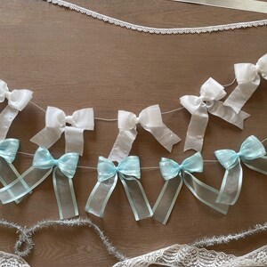 Blue Ribbon Bow Party Decor, Light Blue Bridal Shower, Coquette Themed ...