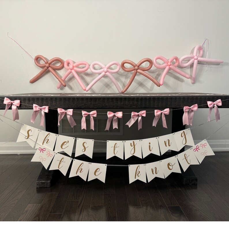 Pink and Mauve Bow Balloons, Coquette Bridal Shower Balloon Garland ...