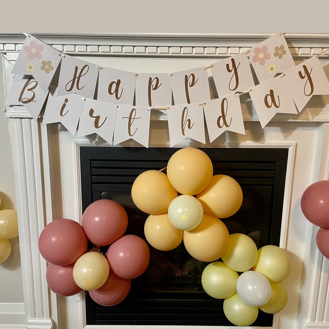 Happy Birthday Banner | Boho Floral Birthday Party Decor | Tea Party ...