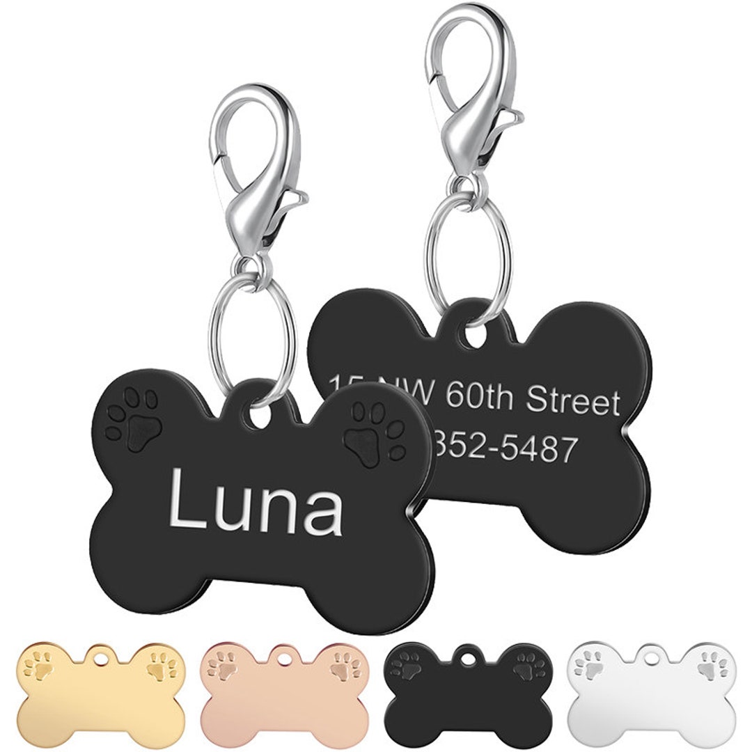 Personalized Dog Tag, Paw Print Engraved Dog Tag, Pet ID Tags, Custom ...