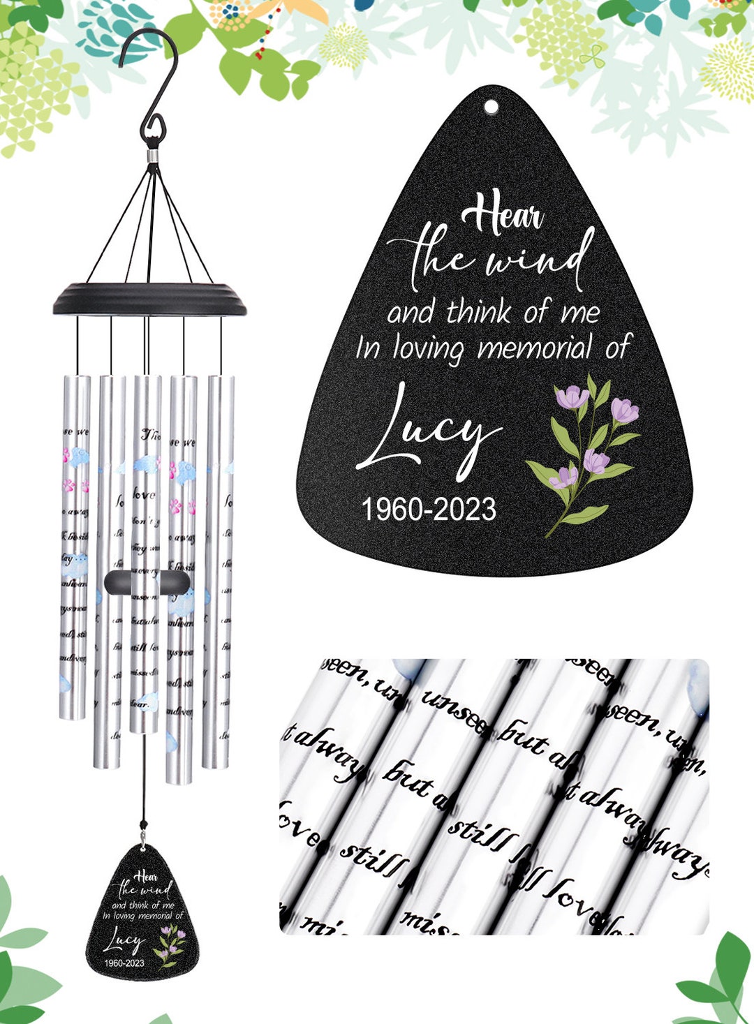 Personalized Memorial Wind Chimessympathy Gift Wind Chimes - Etsy