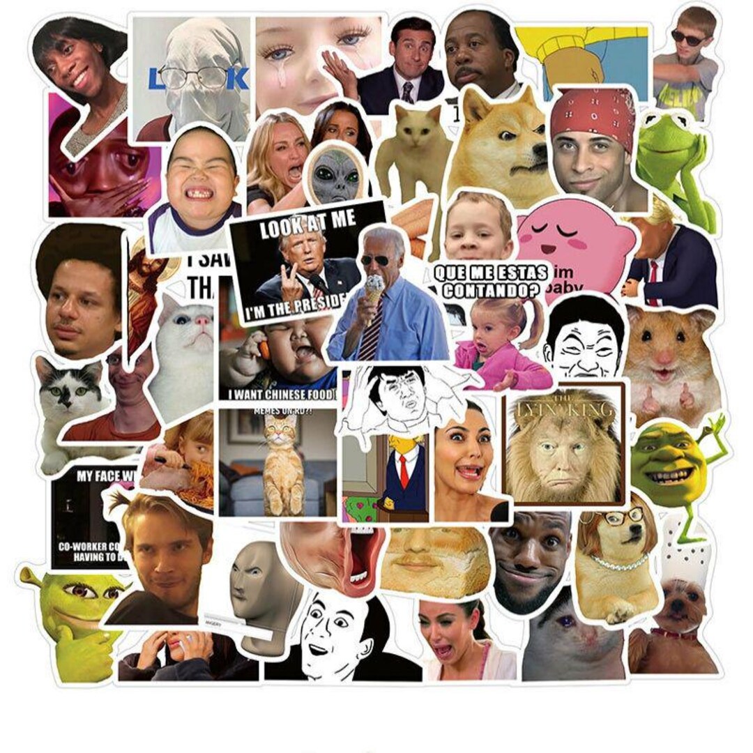 50-300 Pcs Meme Stickers Cat Dog Meme Banana Cat Doge PEPE Internet ...
