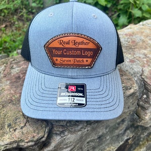 Custom Trucker Real Leather Patch Hat Laser Engraved Personalized Logo ...
