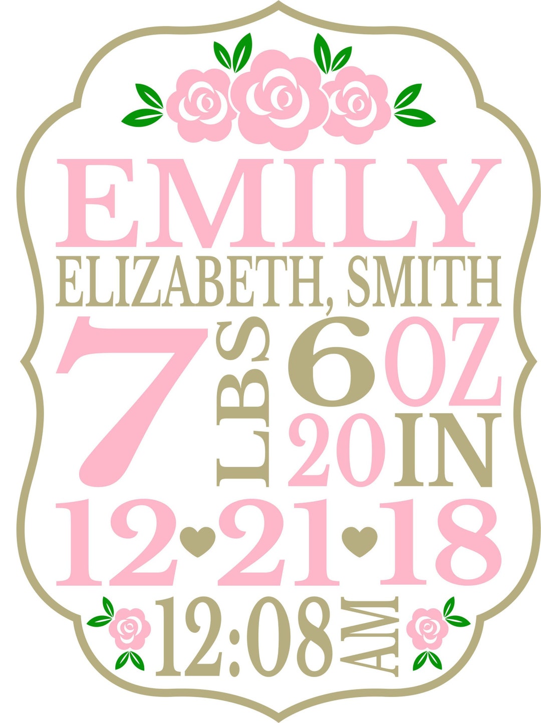 Birth Stats Medal Sign, Birth Announcement Sign, Baby Medal Sign, Birth ...