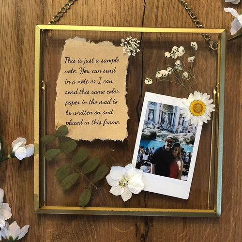 Pressed Flower Picture Frame and Custom Message Gold Hanging - Etsy