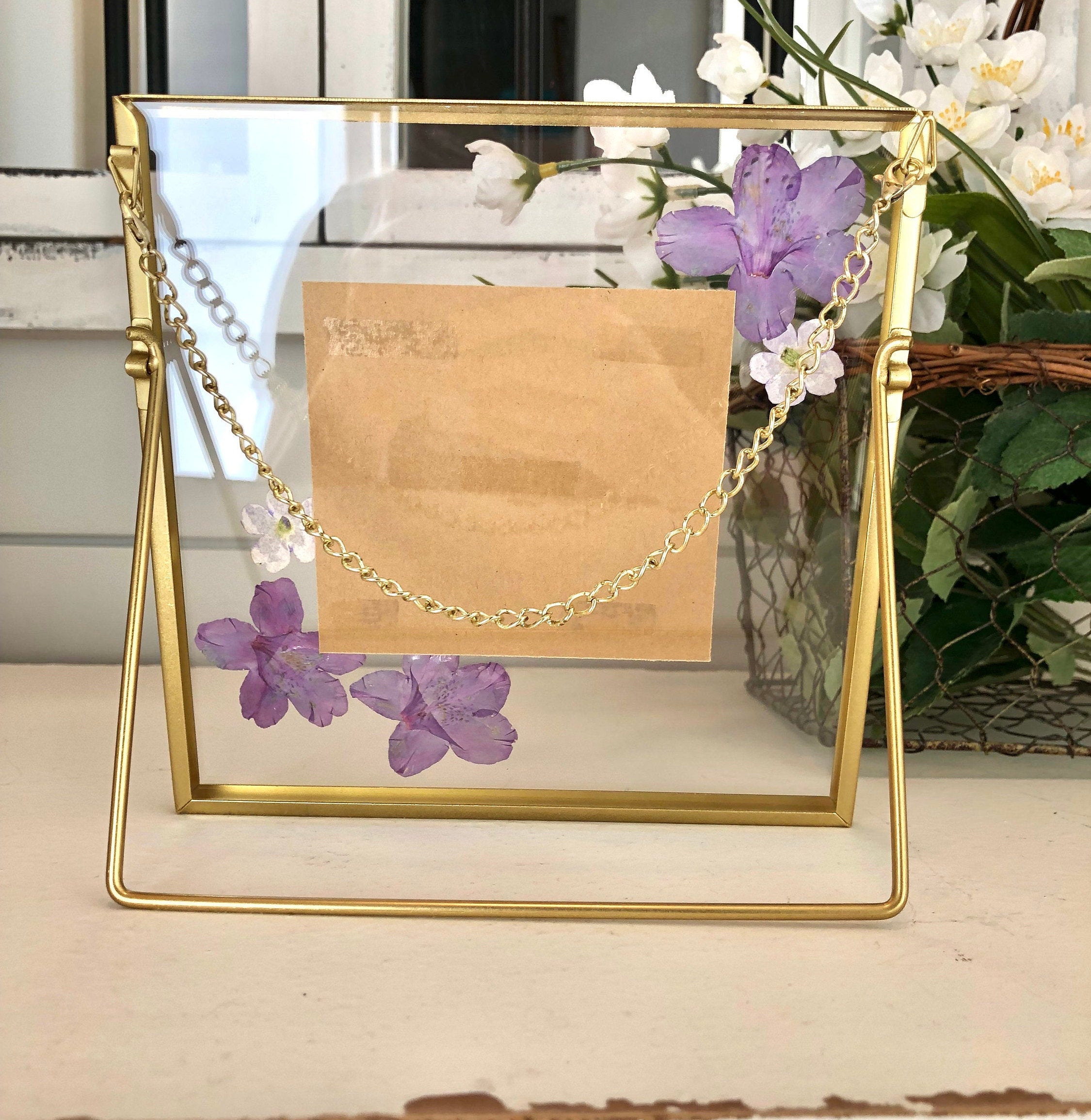 Custom Note/ Bible Verse Pressed Flower Glass Frame | Birthday Gift ...