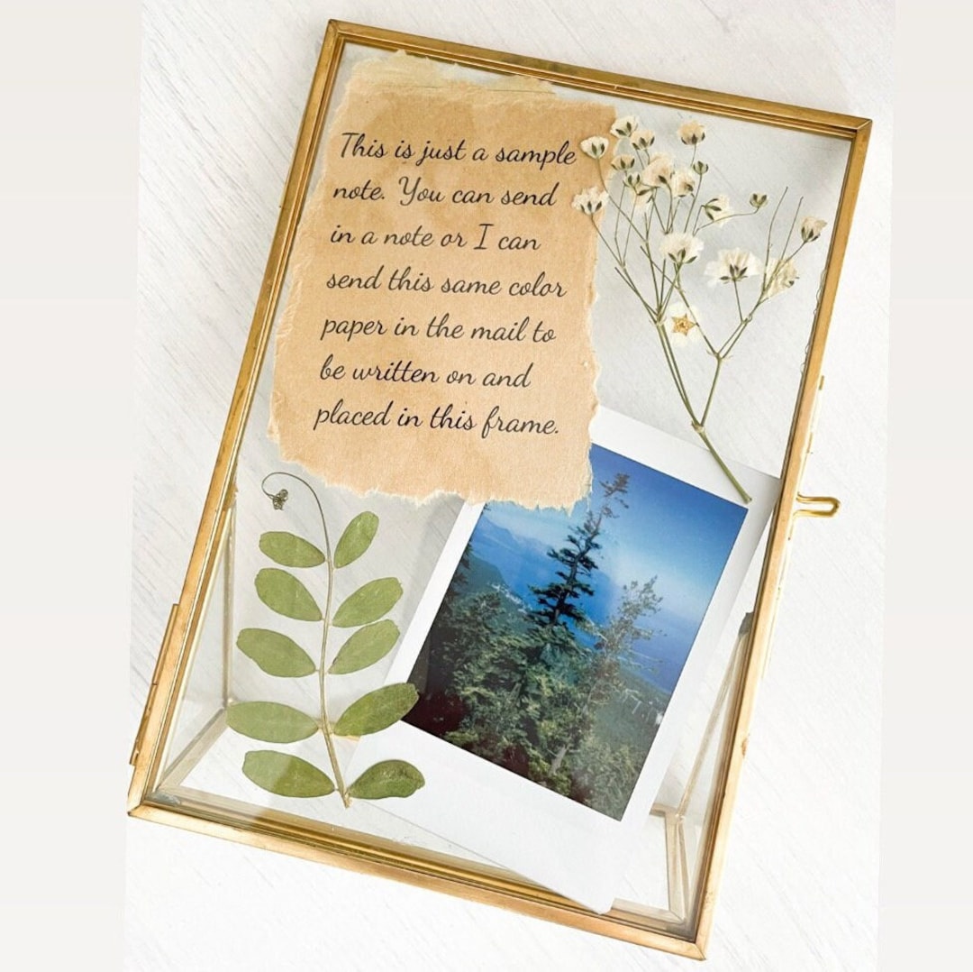 Pressed Flower Picture Frame and Custom Message Gold Pressed Flower ...