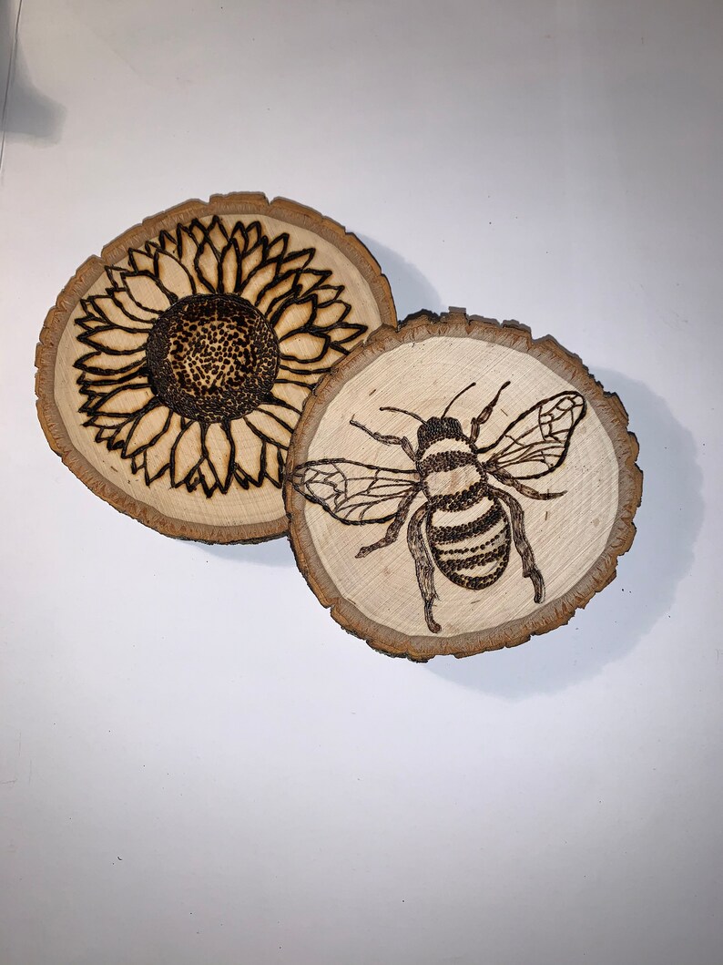 Sunflower and Bumblebee Coaster Set - Etsy
