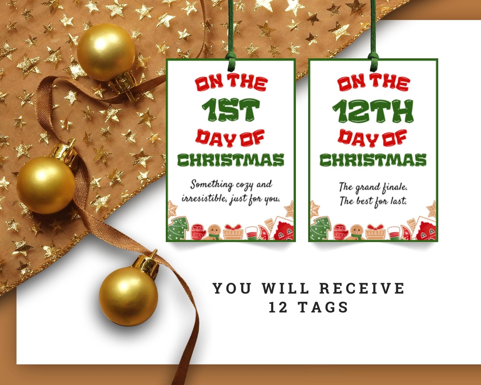 12 Days of Christmas Couples Gift Tags Printable | Romantic Countdown ...