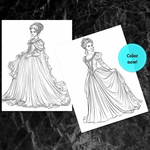 Regency Era Coloring Pages for Adults | Historical Fashion Coloring ...