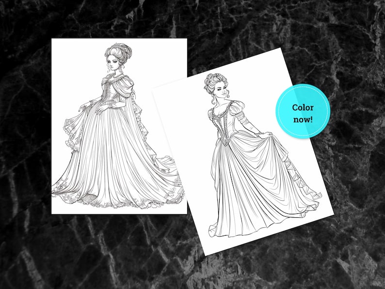 Regency Era Coloring Pages for Adults | Historical Fashion Coloring ...