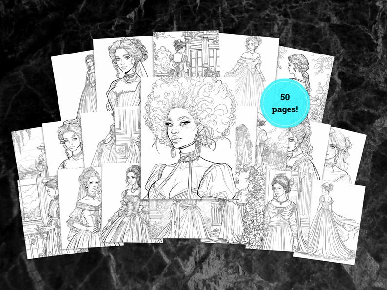 Regency Era Coloring Pages | Historical Fashion & Scenes | Jane Austen ...