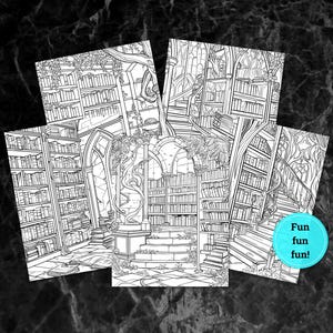 Enchanted Library Coloring Pages, Fantasy Coloring Pages, Adult ...