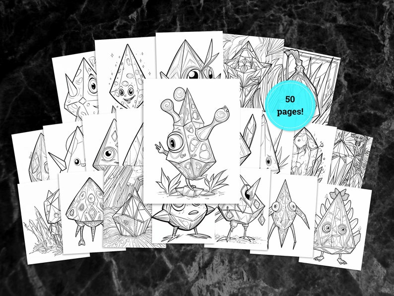 Trippy Fantasy Coloring Pages – Plumbob Creature Designs With Eyes ...