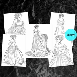 Regency Era Coloring Pages for Adults | Historical Fashion Coloring ...