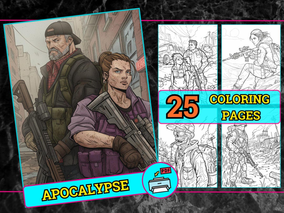 Apocalypse Coloring Pages for Adults | Dystopian Survival Scene ...
