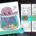 Ocean Animals in Jars Coloring Pages | Cute Kawaii Sea Creatures ...