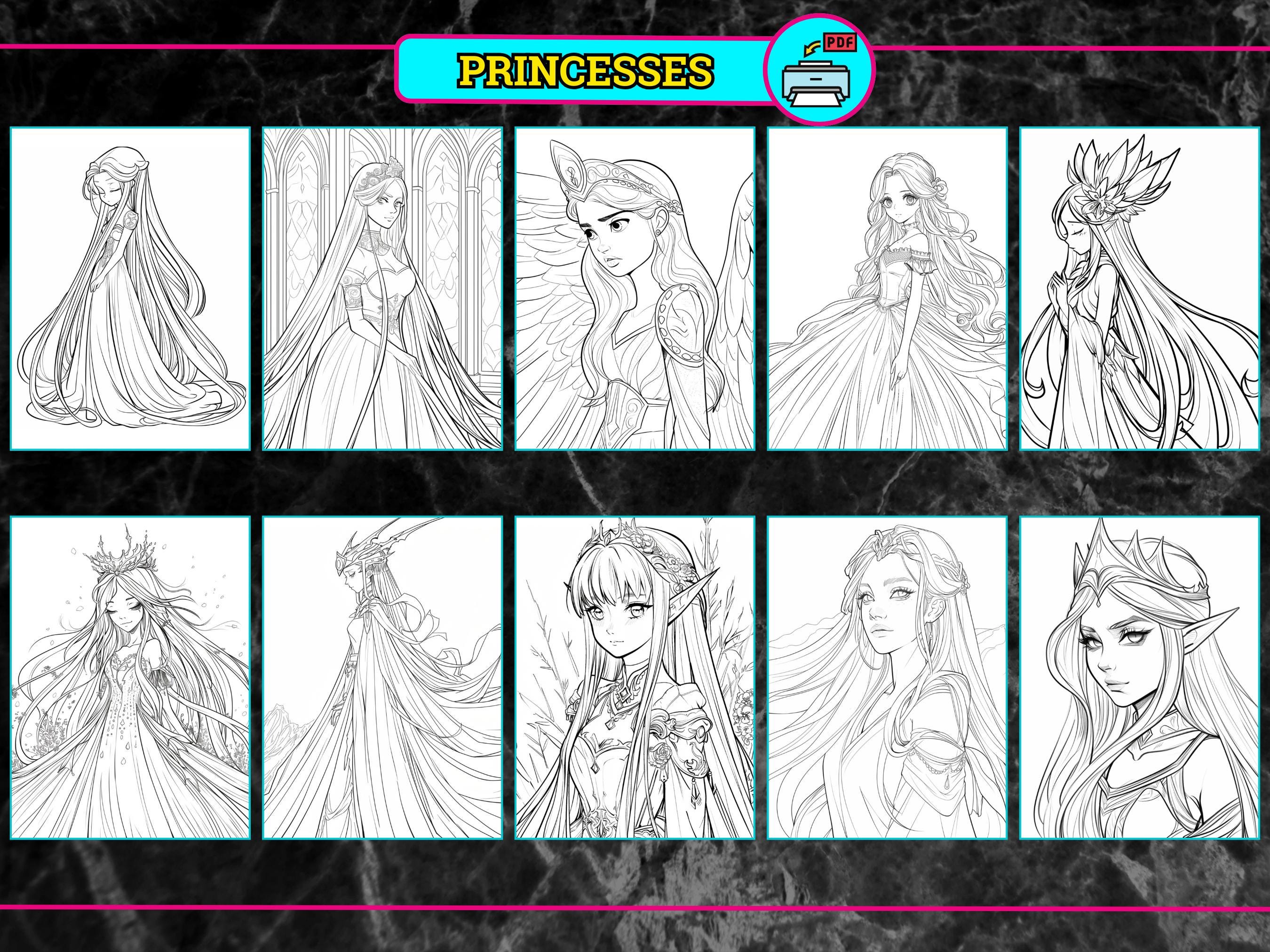50 Princess Coloring Pages – Printable PDF for Kidulting Fun & Adult ...