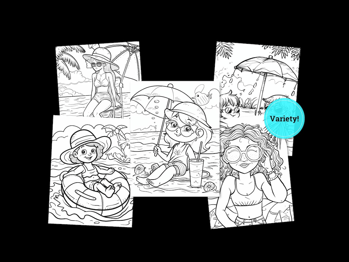 Summer Fun Coloring Pages, Coloring Pages, Instant Download, Printable ...
